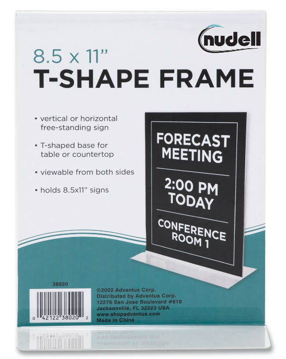 Clear Plastic T-Shaped Countertop Sign Holder, Two-Sided, Bottom-Load ...