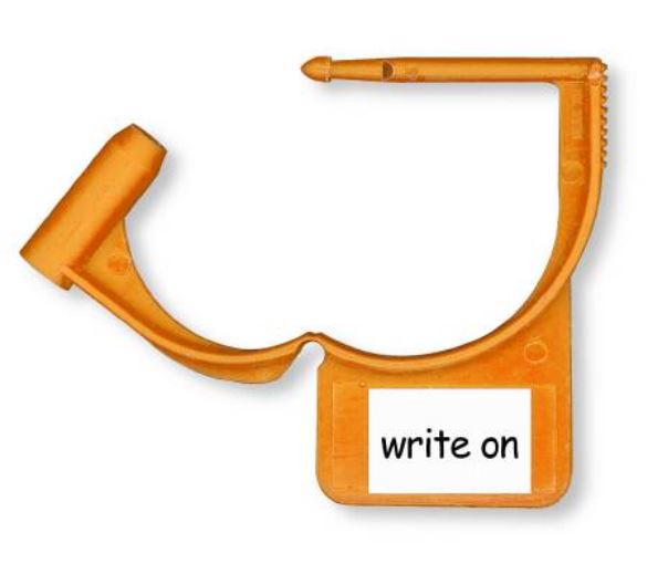 Tamper Evident Locking Tag Colortrack™ Snap-Lock Orange Plastic-100/Pa ...
